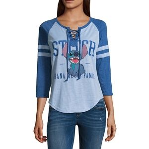 Disney | Tops | New Disney Lilo Stitch Laceup Baseball Tshirt | Poshmark